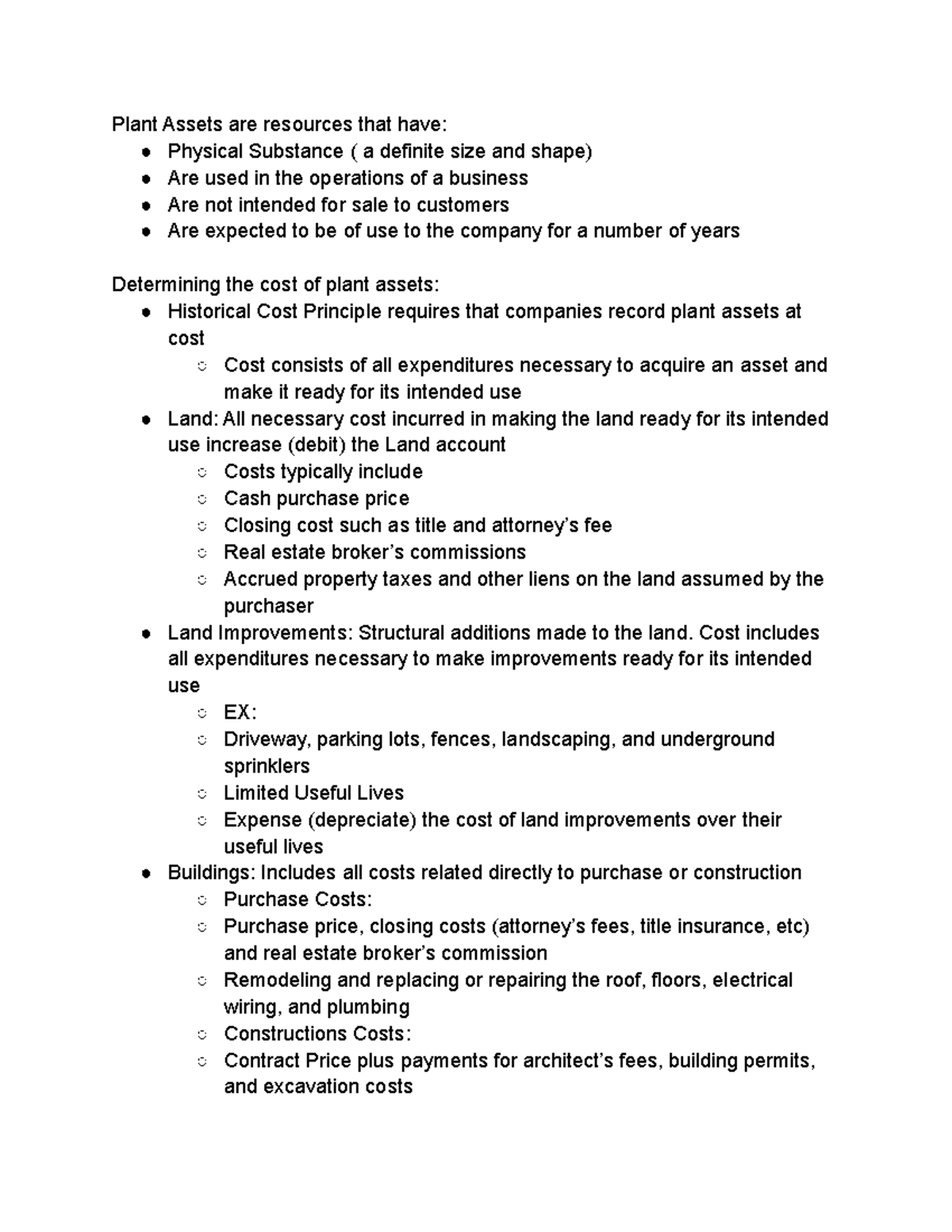 Accounting Chapter 6 Notes - Plant Assets are resources that have ...