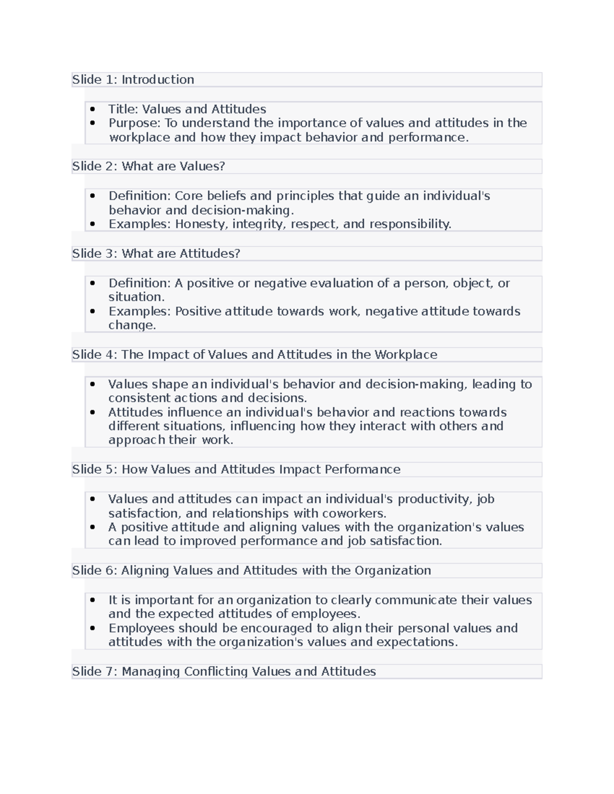 Values and Attitudes presentation - Slide 1: Introduction Title: Values ...