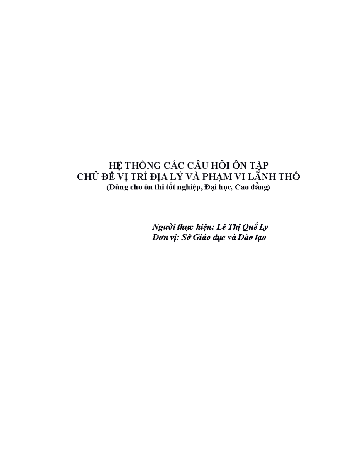 Tai lieu mon Dia Ly Vi tri dia ly va phạm vi lanh tho - HỆ THỐNG CÁC ...