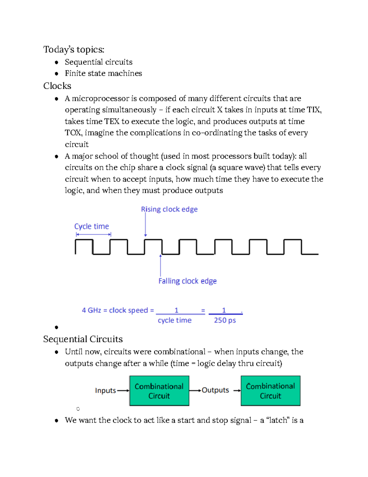 Cs Ece 3810 Lecture Notes Class 14 Todays Topics Sequential Circuits Finite State Machines