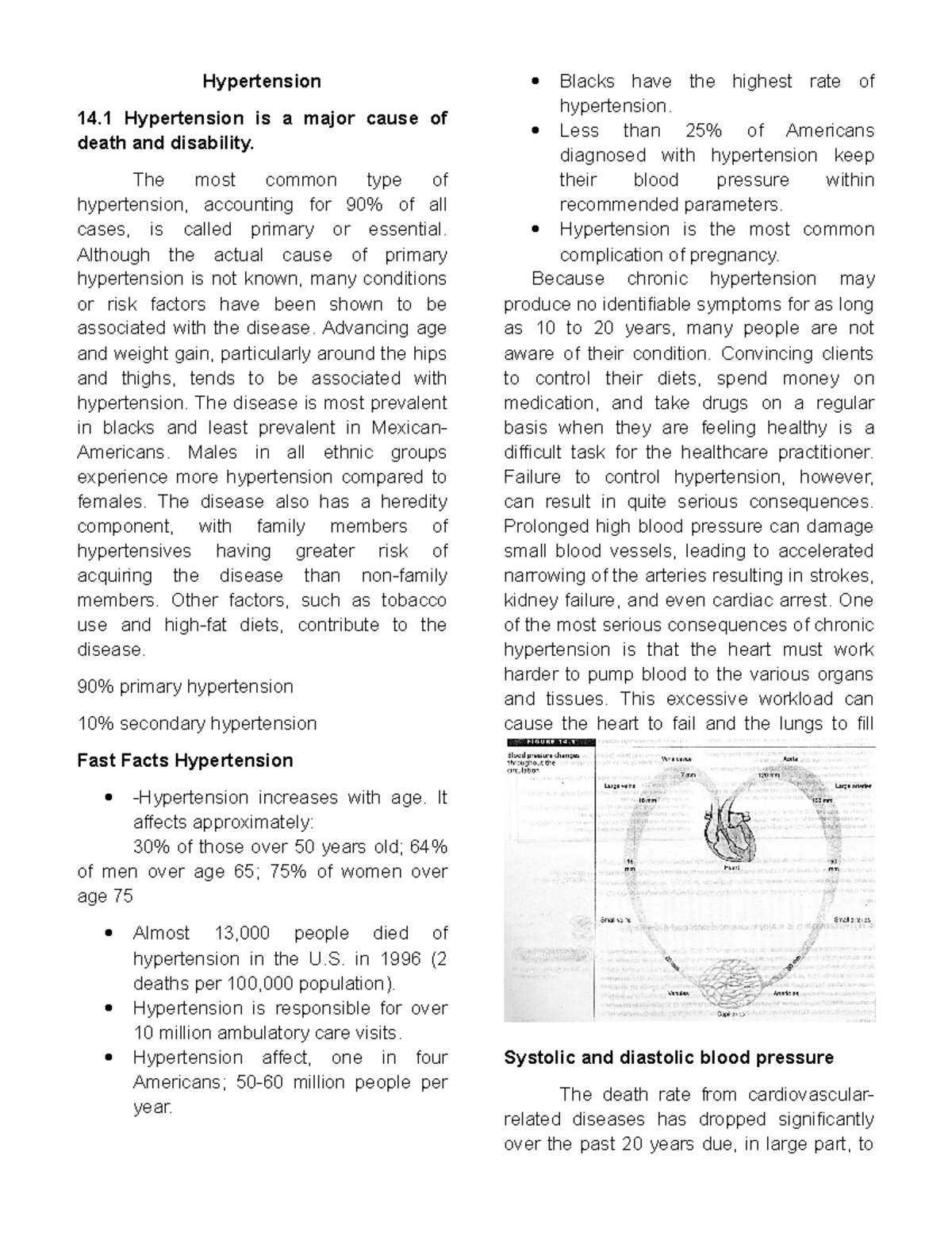 Hypertension - Notes - Hypertension 14 Hypertension is a major cause of ...