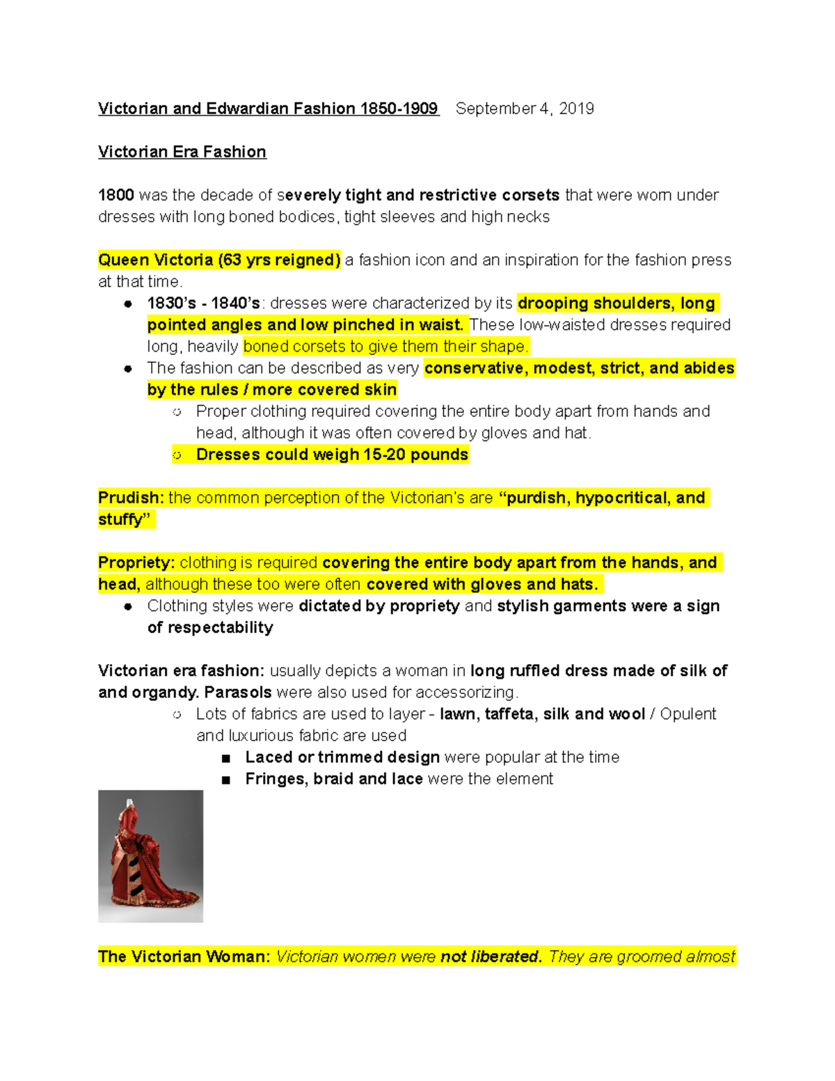 Week 1-2 Victorian and Edwardian Review Notes - Victorian and Edwardian ...