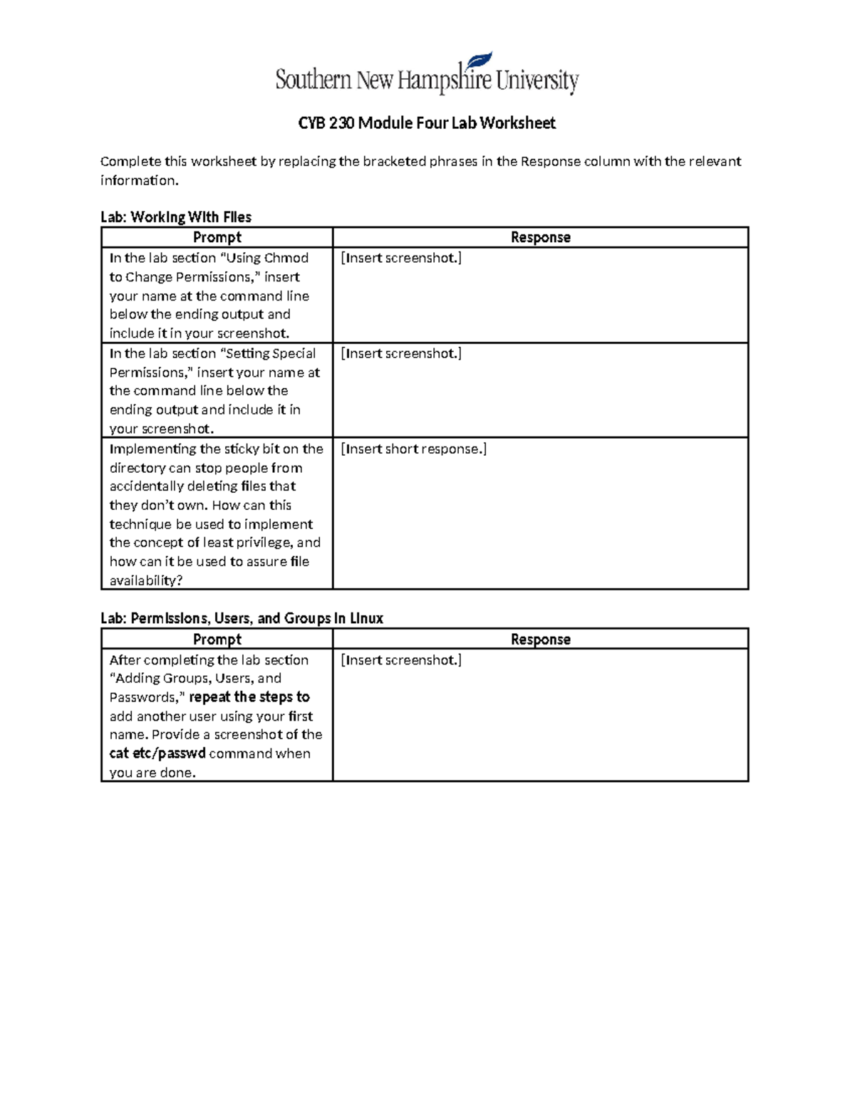 CYB 230 Module Four Lab Worksheet - CYB 230 Module Four Lab Worksheet ...