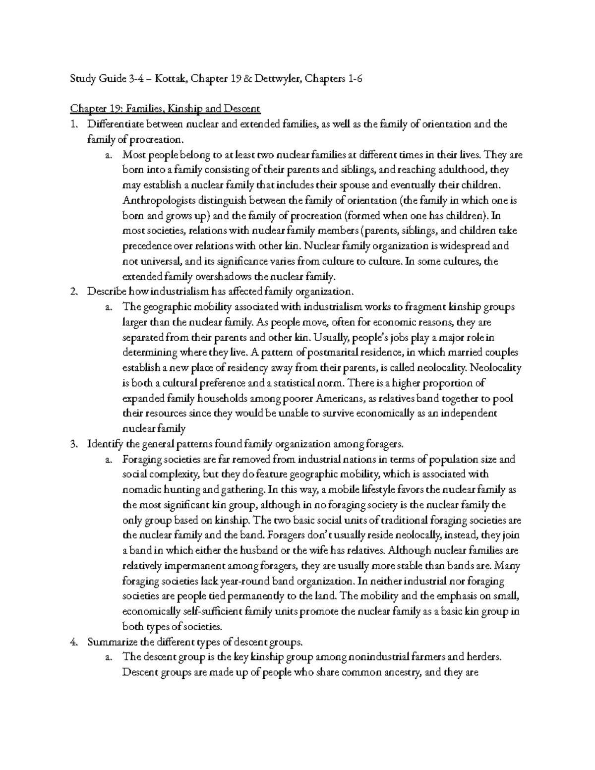 Study Guide 3-4-1 Anthropology - Study Guide 3-4 – Kottak, Chapter 19 ...