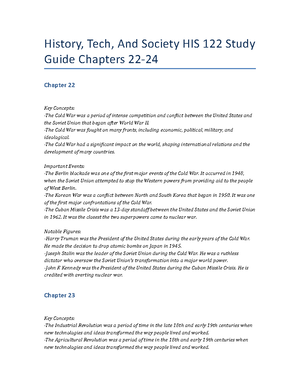 History, Tech, And Society HIS 122 Study Guide Chapters 31-33 -The ...