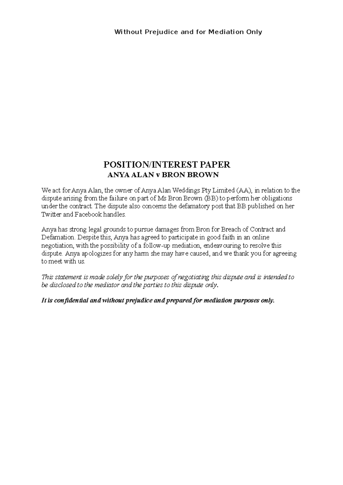 RCD Position Interest Paper. Final Draft - POSITION/INTEREST PAPER ANYA ...