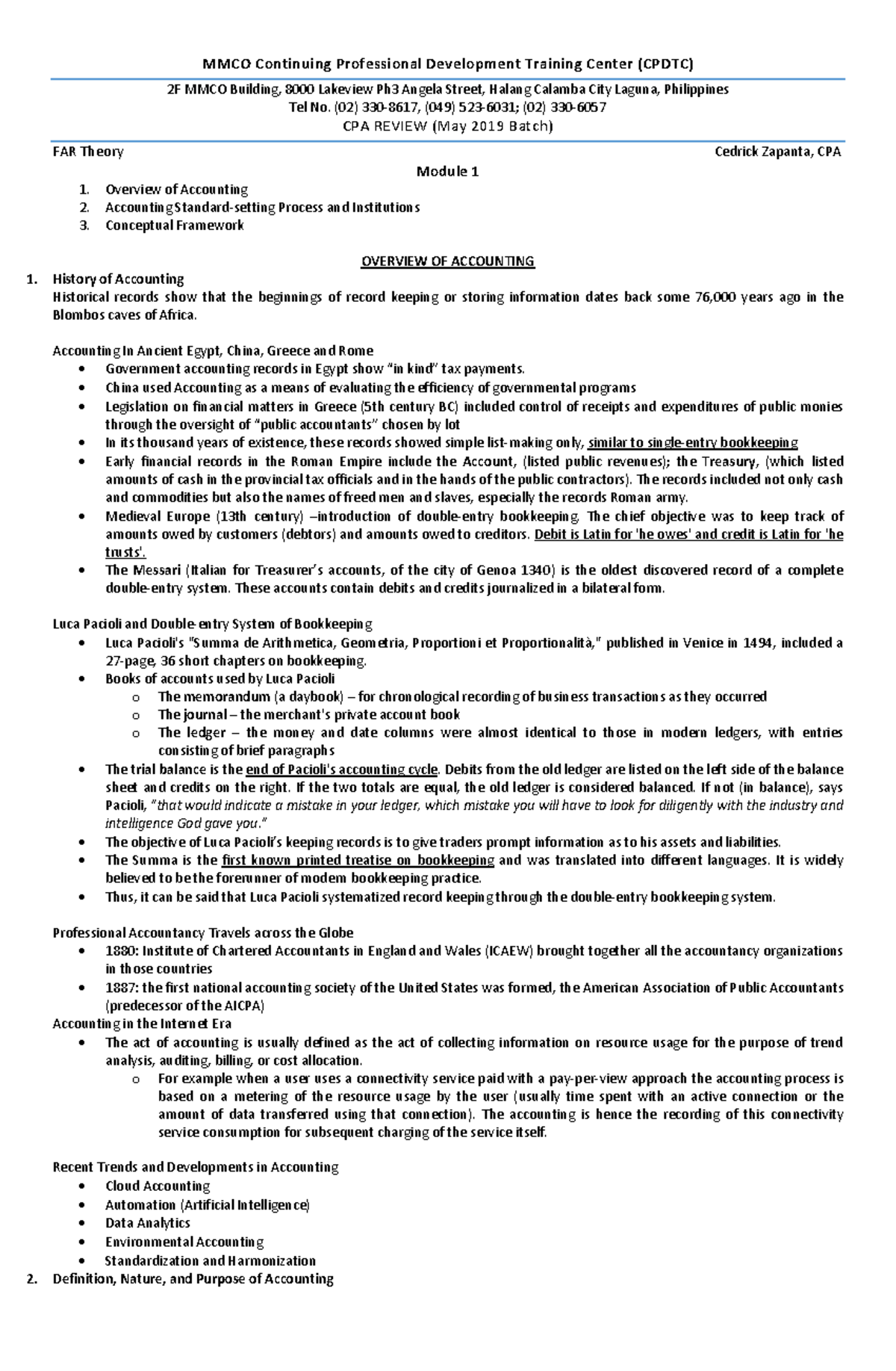 FAR-2018 - Accountancy students - MMCO Continuing Professional ...