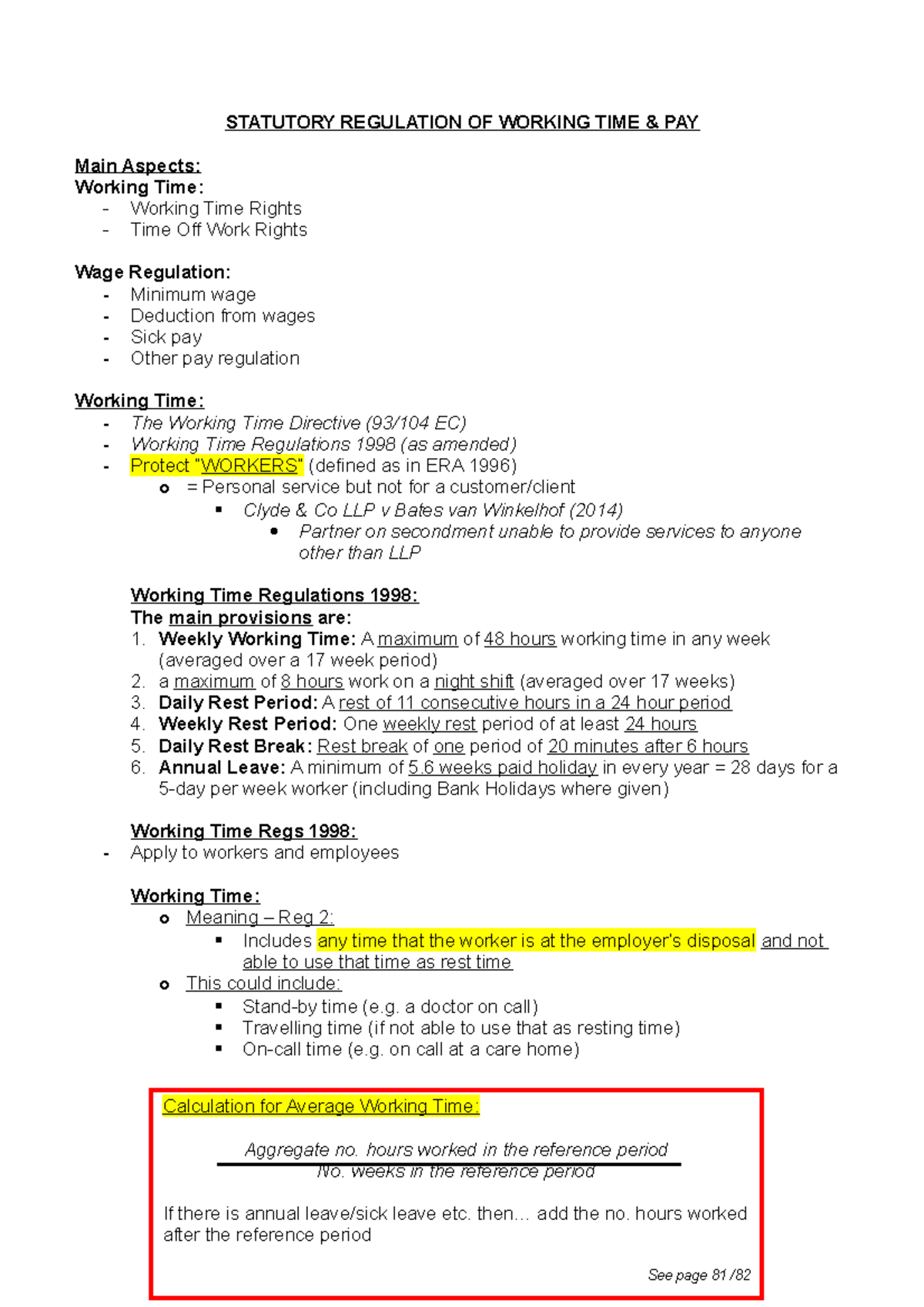 4 - Statutory REG Working TIME PAY - STATUTORY REGULATION OF WORKING ...
