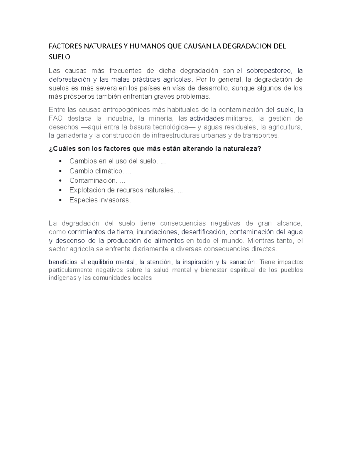 Factores Naturales Y Humanos QUE Causan LA Degradacion DEL Suelo ...