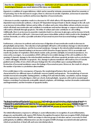 Pathology summary - . Describe the () different types/patterns of ...