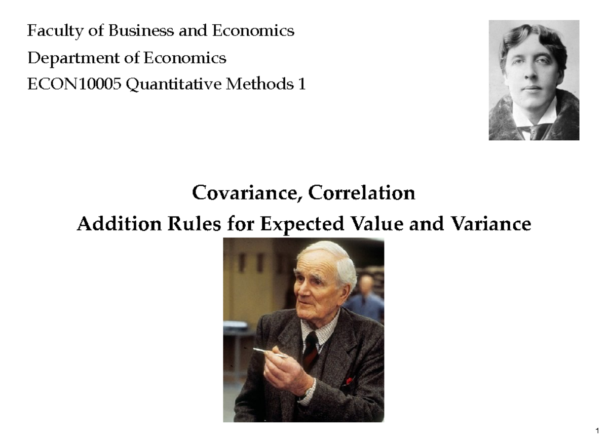 Covariance Correlation - Faculty of Business and Economics Department ...