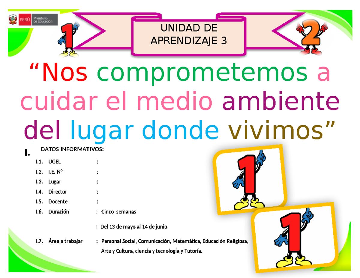 Unidad 3 III Ciclo - Primaria - “Nos comprometemos a cuidar el medio ...