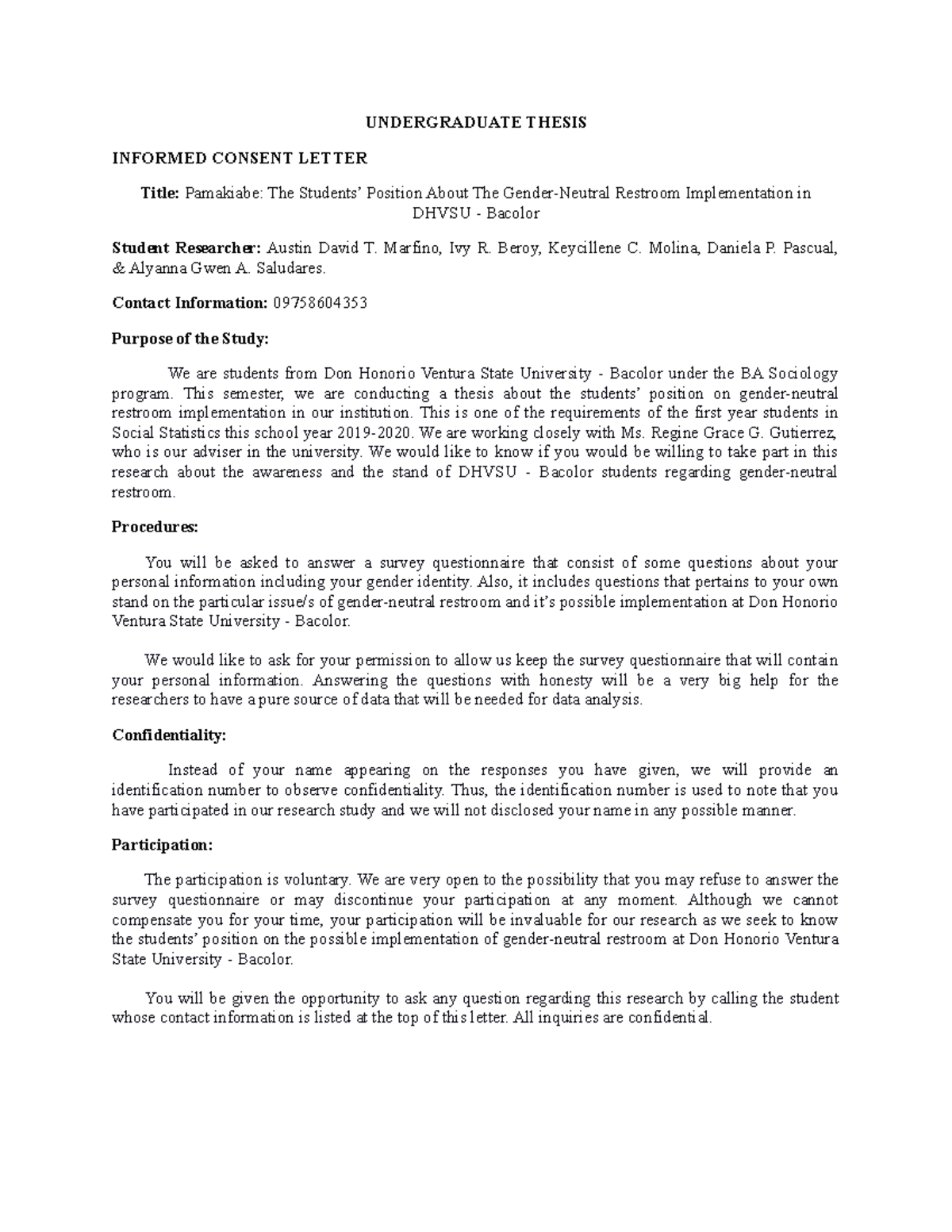 02 Pamakiabe - Informed Consent ( Final Draft) - UNDERGRADUATE THESIS ...