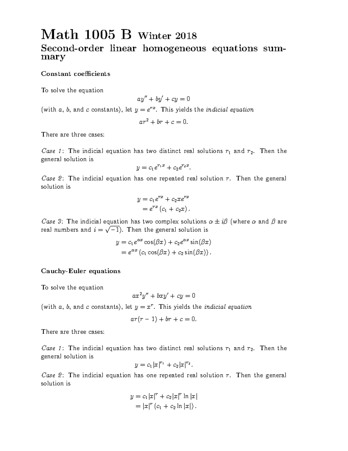 2linearhomogsummary - linear homogeneous differential equation - Math ...
