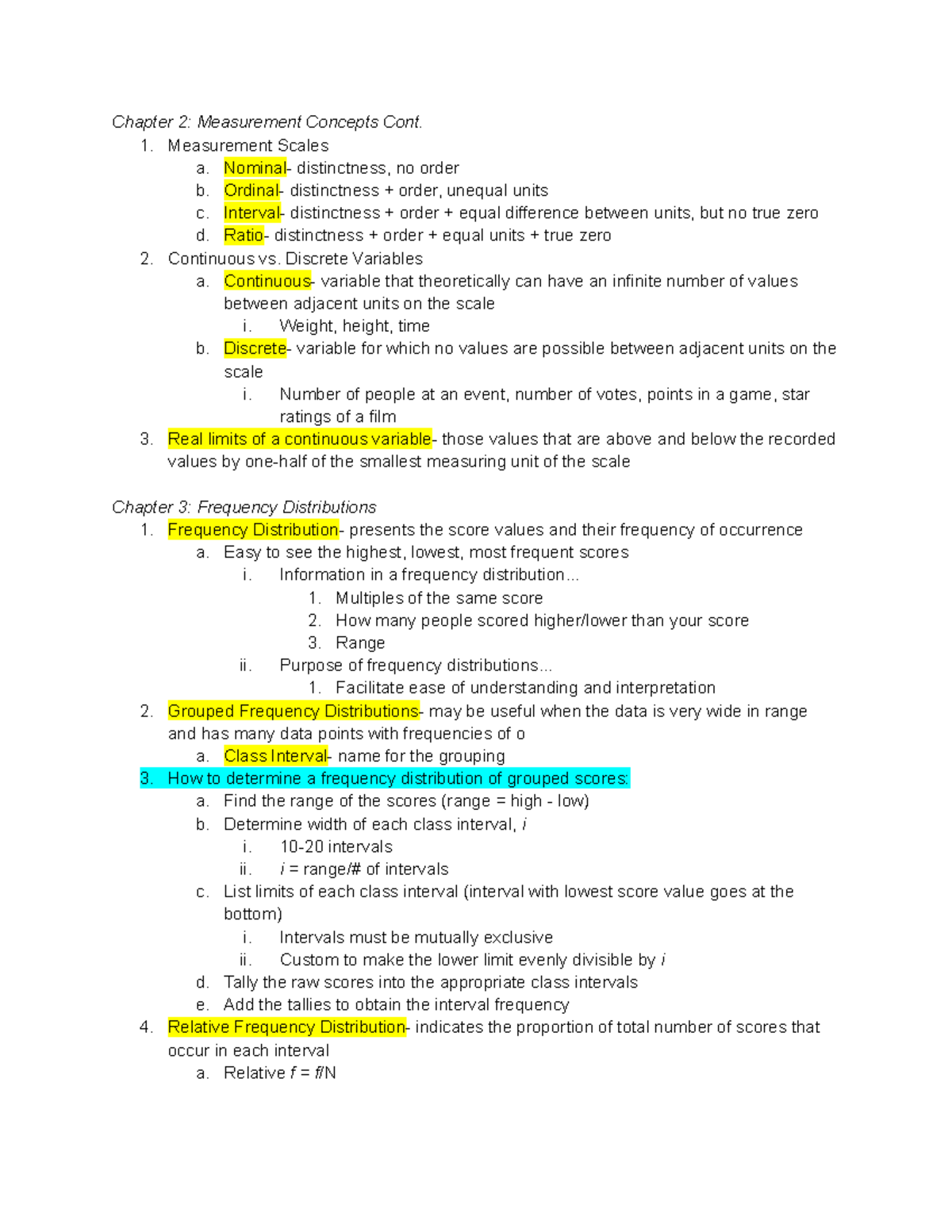Stats Day #2 Notes - Chapter 2: Measurement Concepts Cont. 1 ...