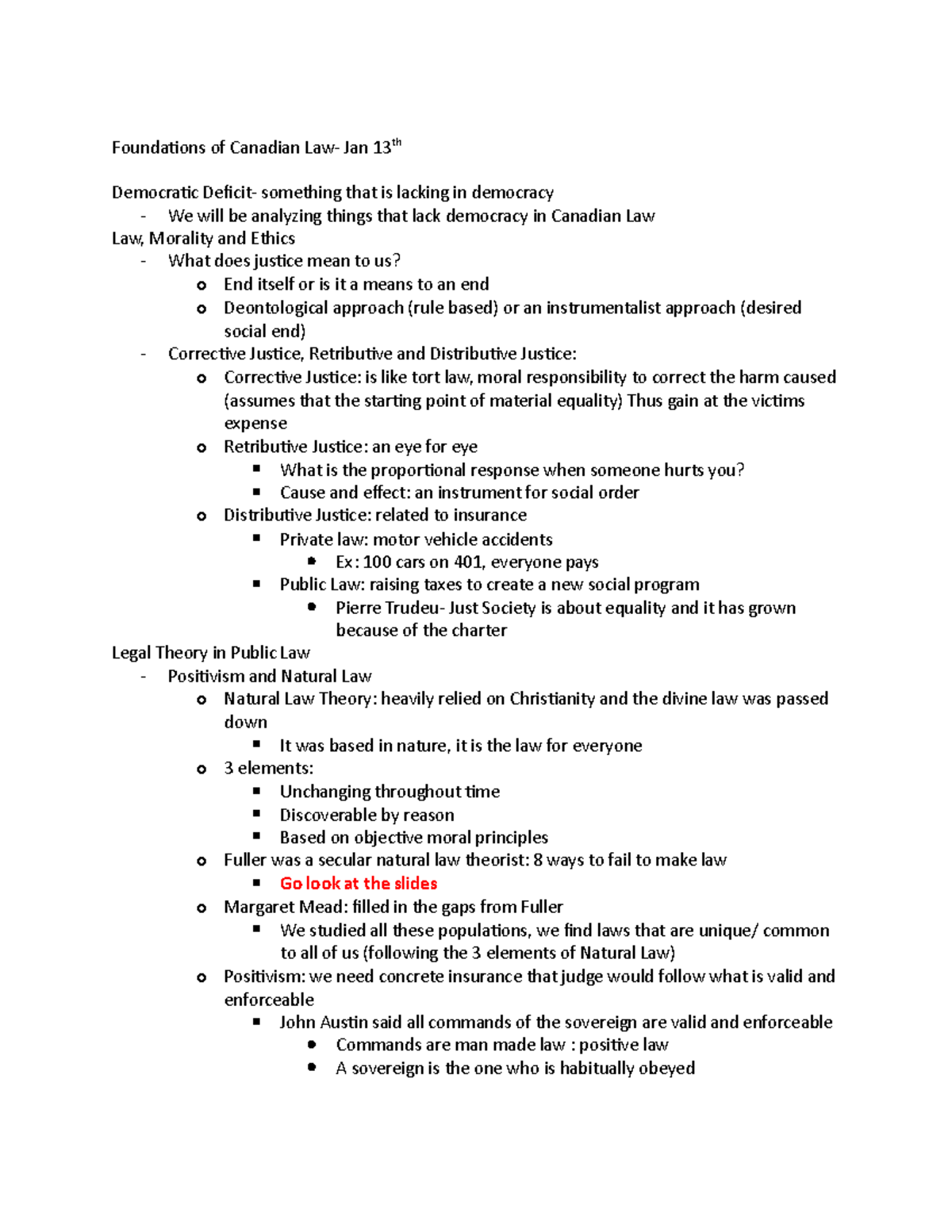 Foundations of Canadian Law- Jan 13th - Foundations of Canadian Law ...