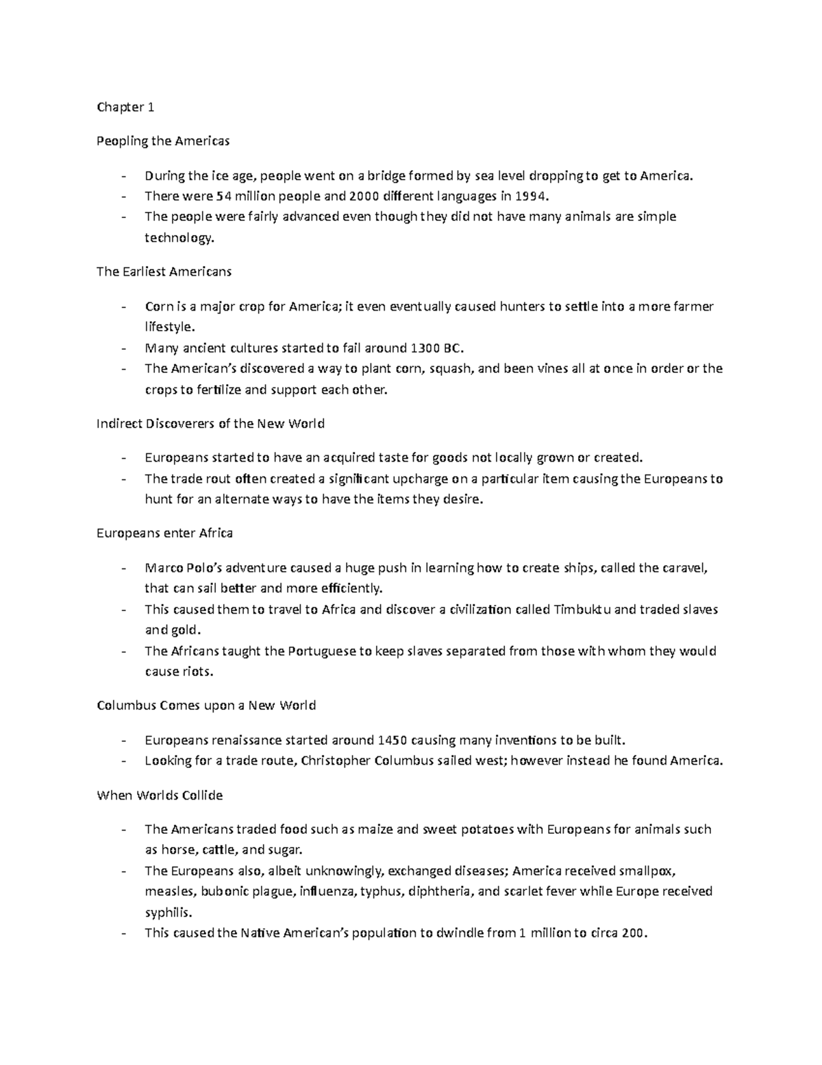 Chapter 1 and 2 of The American Pageant: A History of the Republic 13th ...