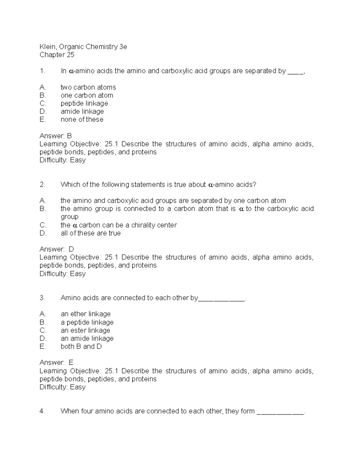 Chapter 25 organic chemistry test bank questions for Klein Orgo 3rd ...