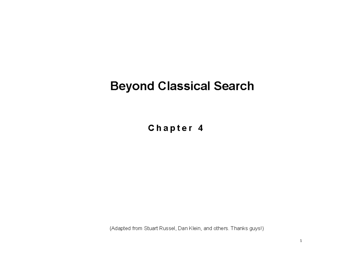 Chapter 4 - Artificial intelligence - Beyond Classical Search C h a p t ...
