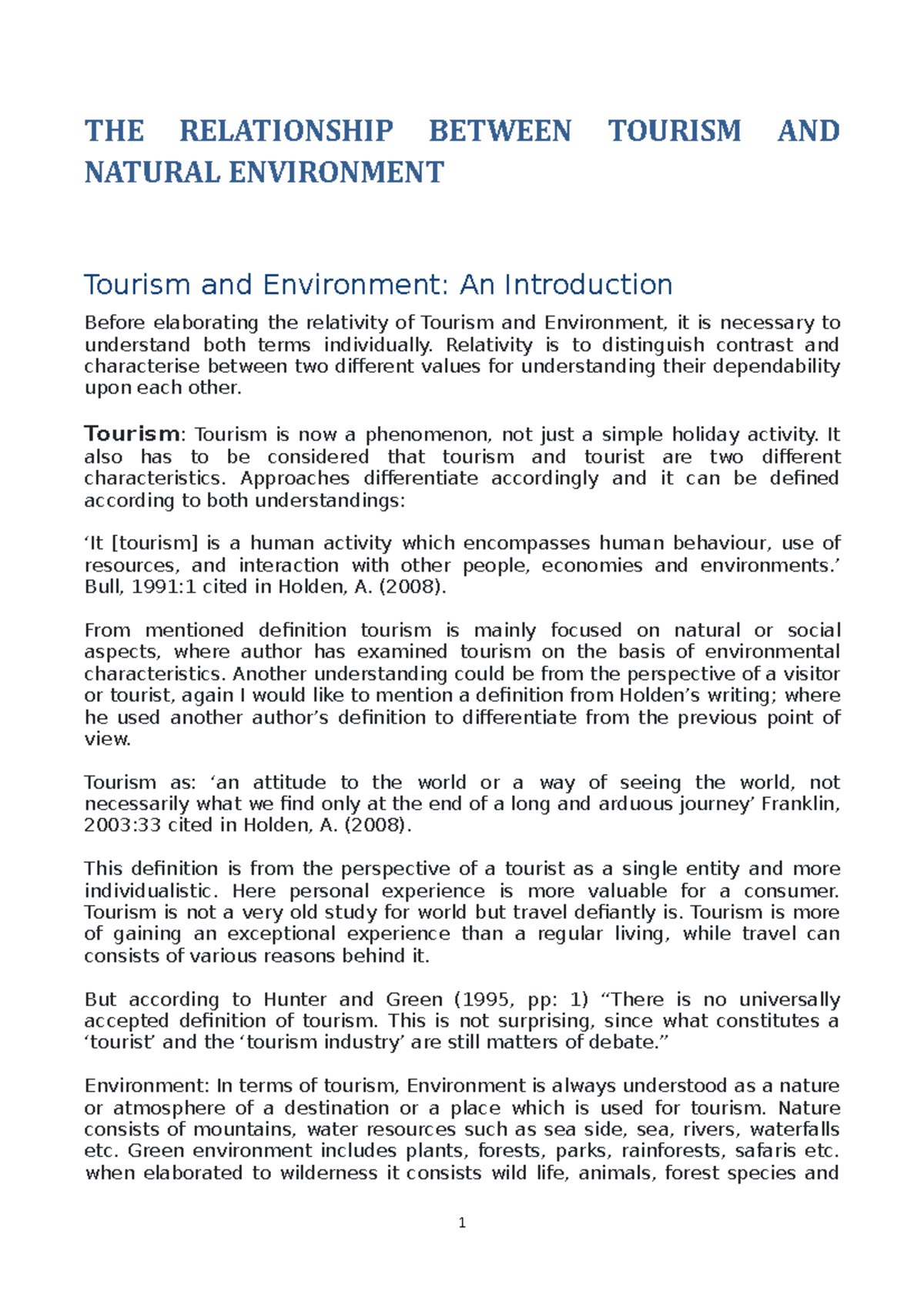 THE Relationship Between Tourism AND Natural Environment doc5 - THE ...