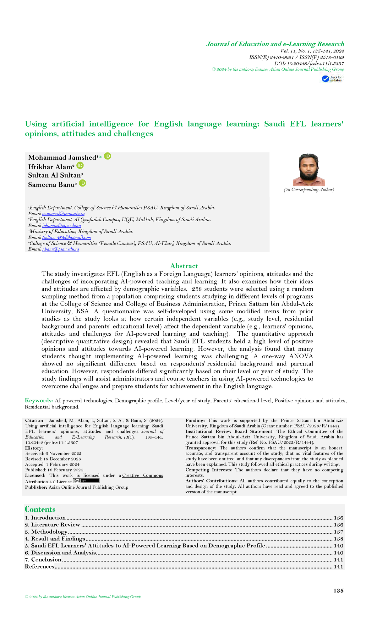 Using ai for english language learning - 135 Journal of Education and e ...