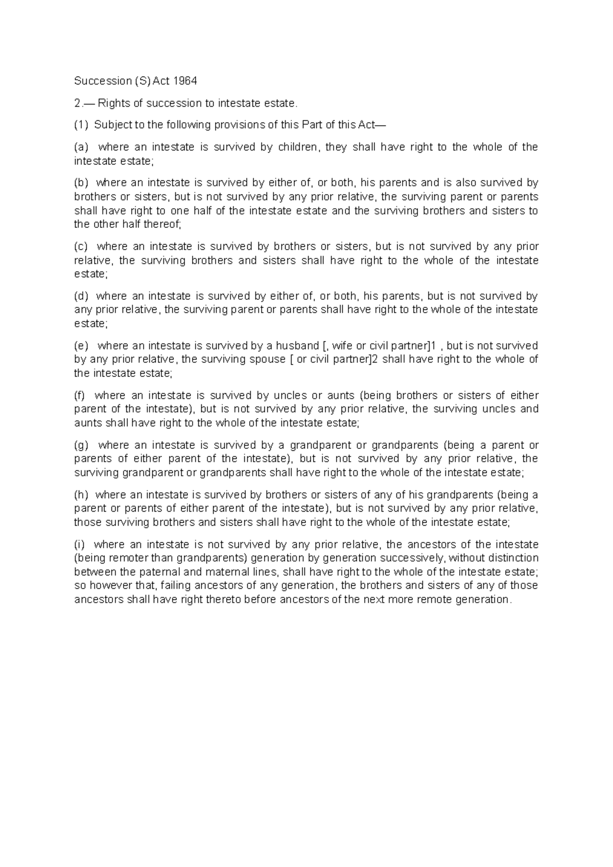 Intestate Succession - The Order of Succession - Succession (S) Act ...