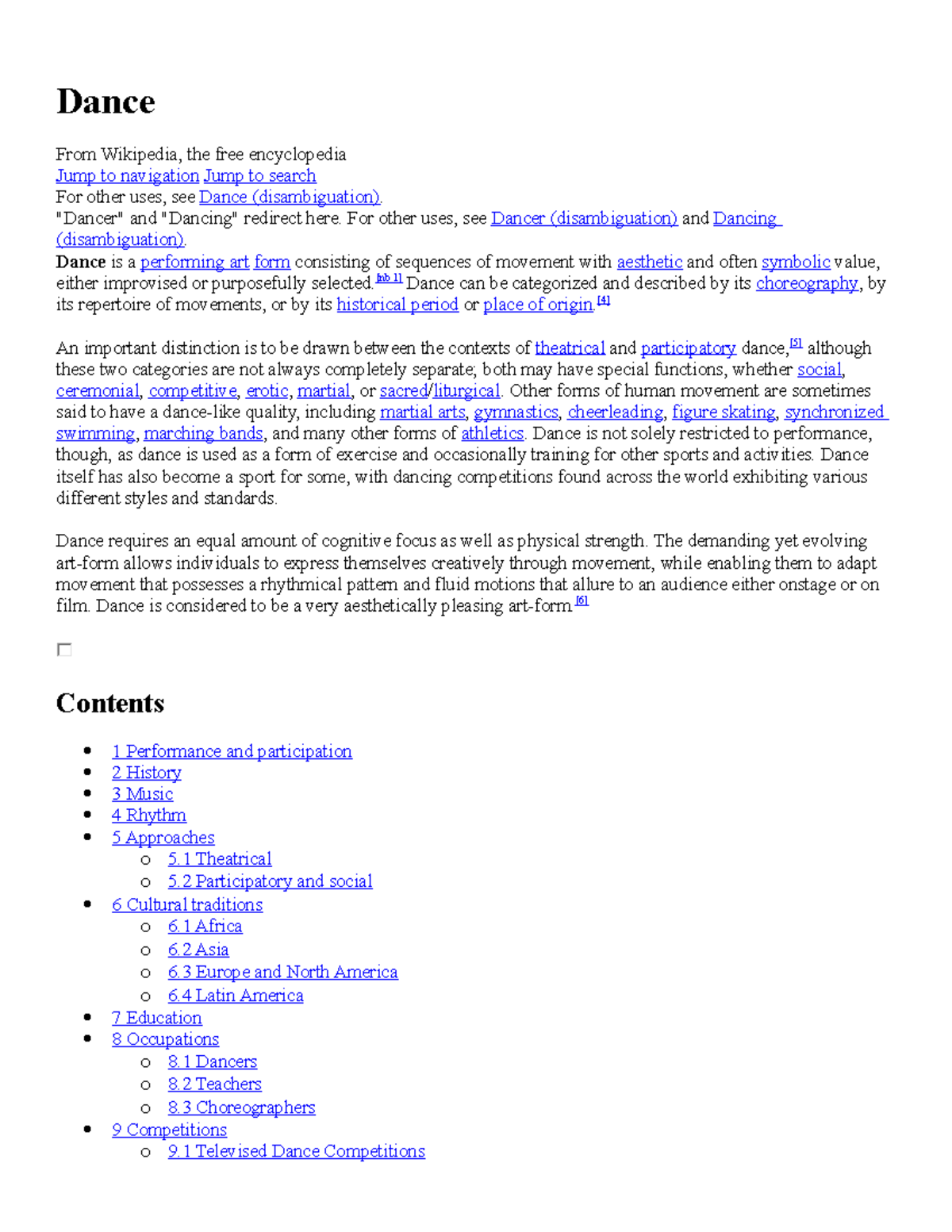 Dance - Lecture Notes - Dance From Wikipedia, the free encyclopedia ...