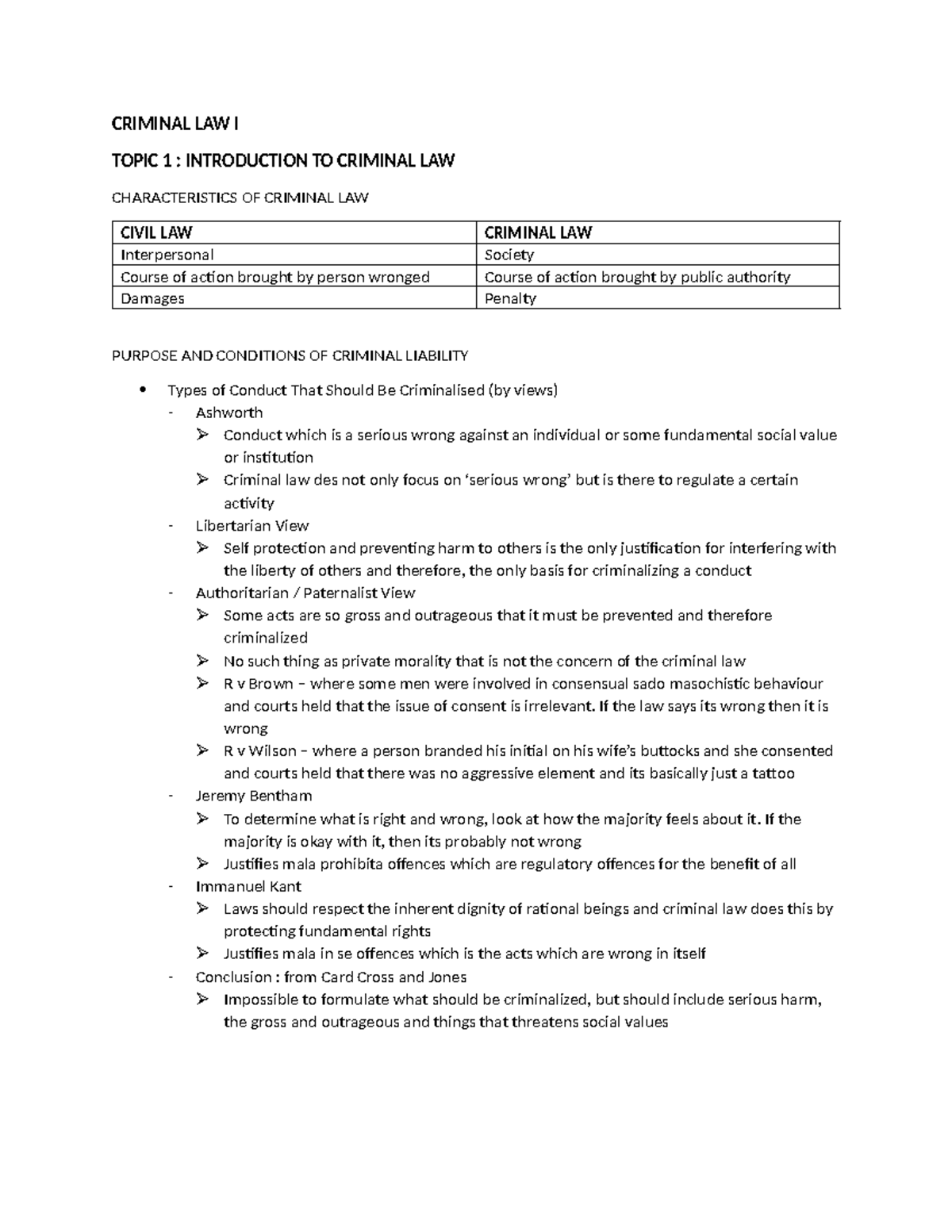 Criminal LAW I - CRIMINAL LAW I TOPIC 1 : INTRODUCTION TO CRIMINAL LAW ...