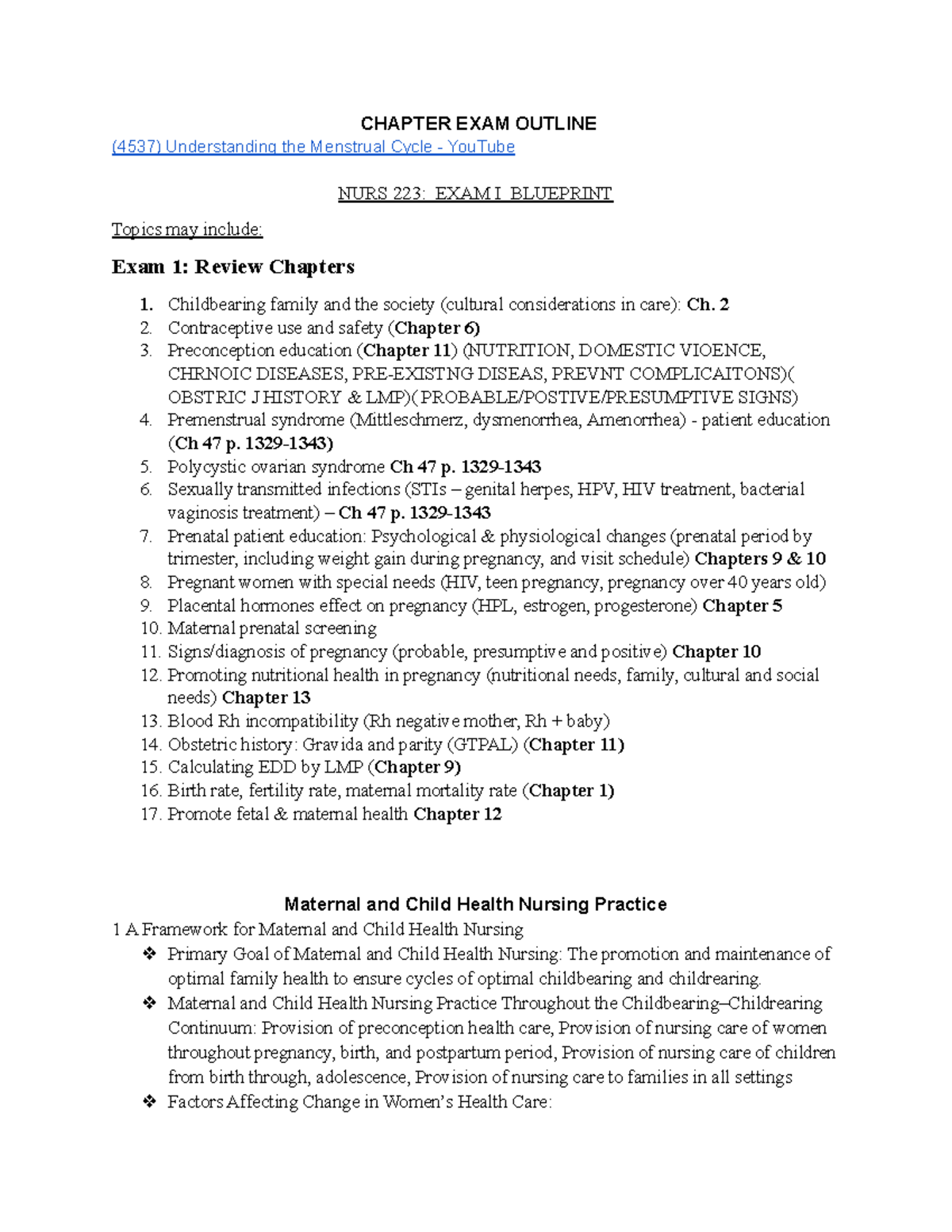 Maternity Study Guide - CHAPTER EXAM OUTLINE (4537) Understanding the Menstrual Cycle - YouTube ...