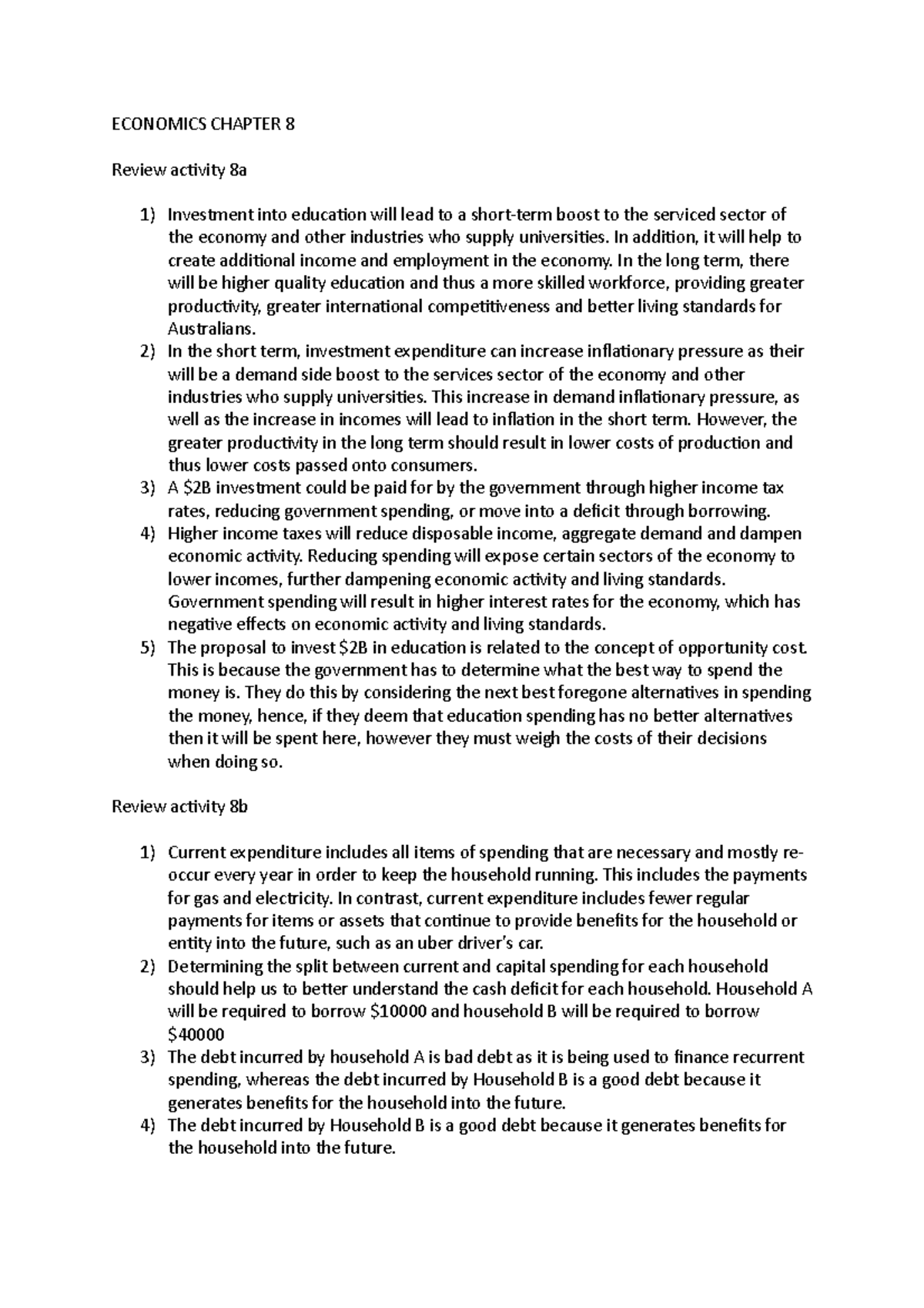 Economics Chapter 8 - www - ECONOMICS CHAPTER 8 Review activity 8a ...