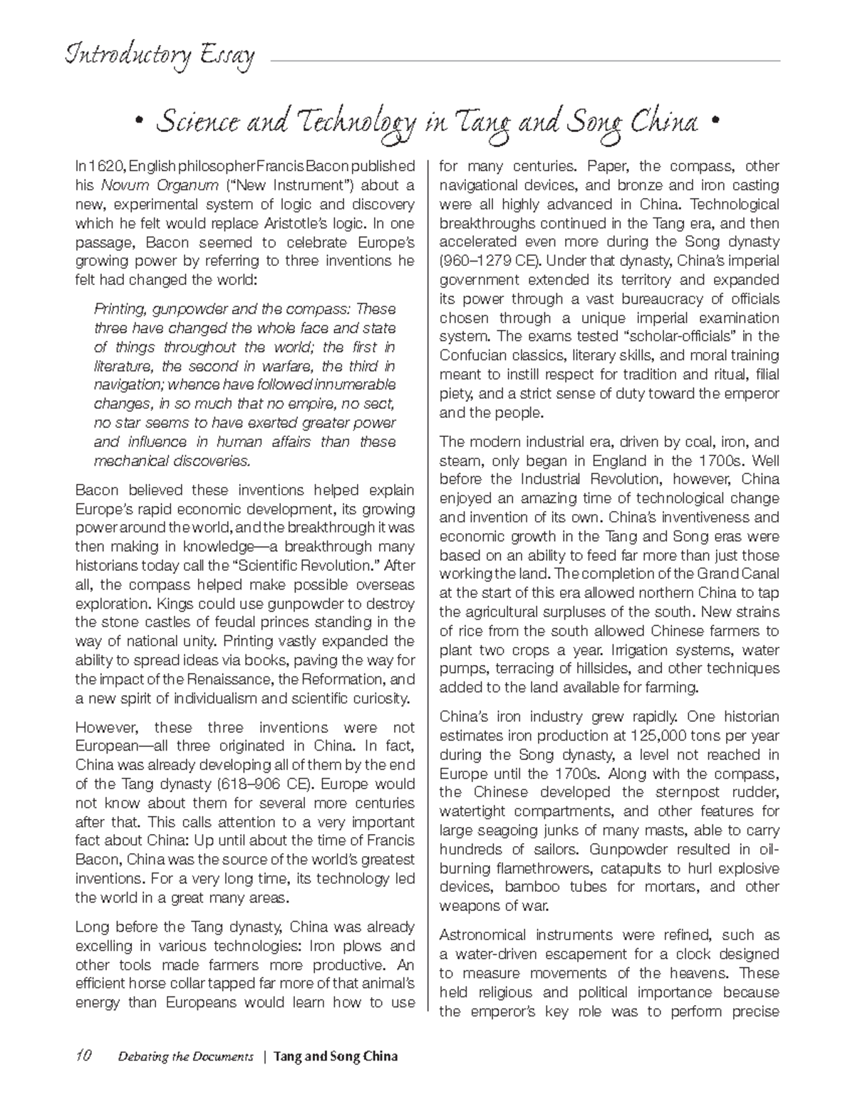 THE Technological Triumphs OF TANG SONG - 10 Debating the Documents ...