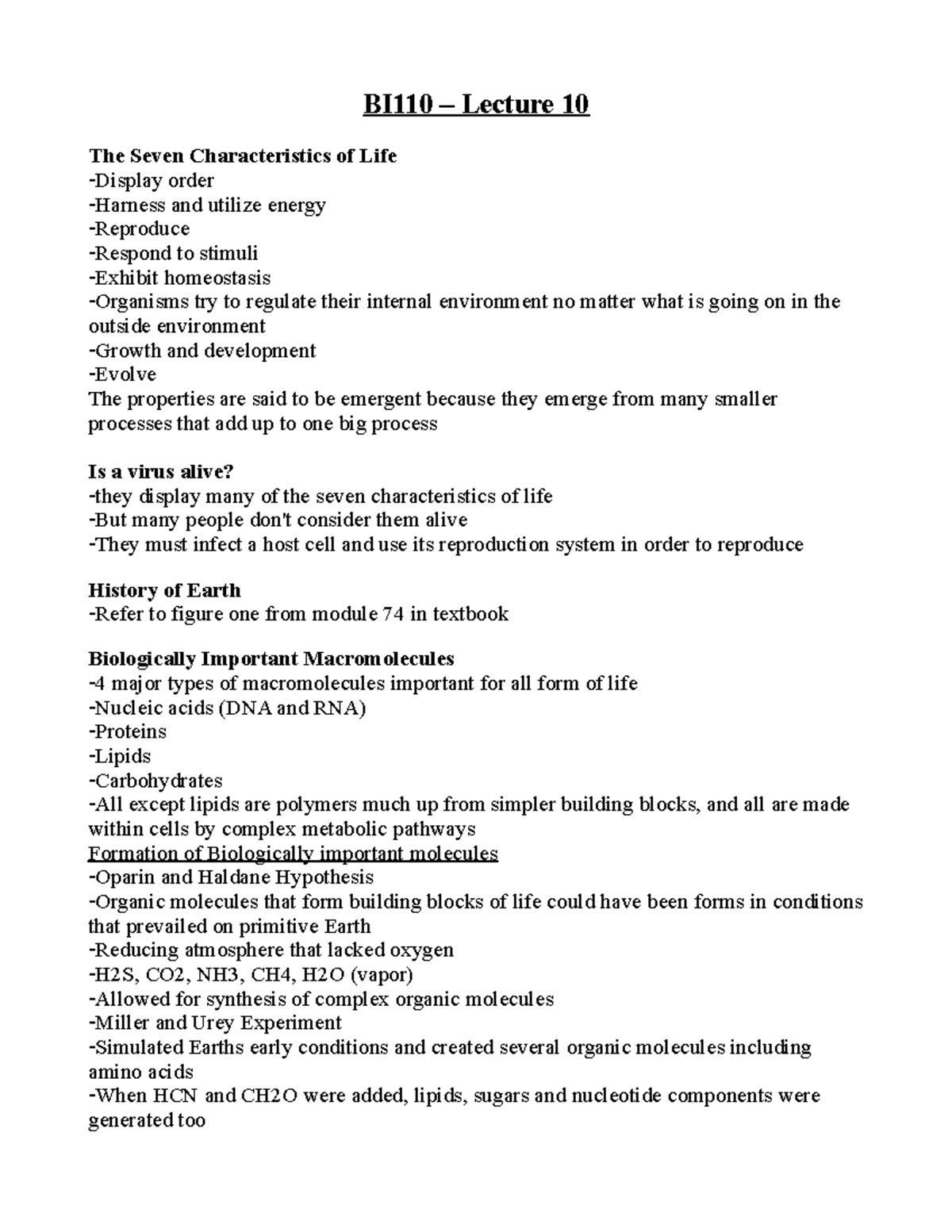 Lecture 10 - Dr. Matt Smith - BI110 – Lecture 10 The Seven ...