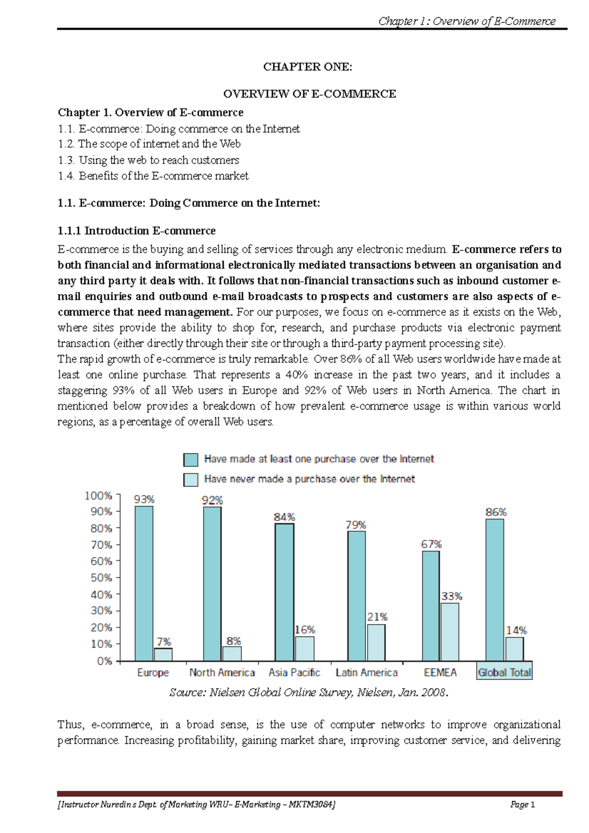 Study Material E-Marketing - Chapter 1: Overview of E-Commerce CHAPTER ...