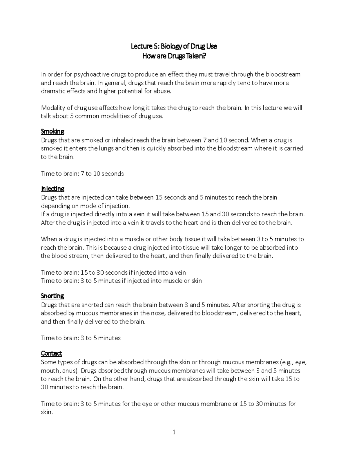 Module 6 - main points on biology of drug use - Lecture 5 : Biology of ...