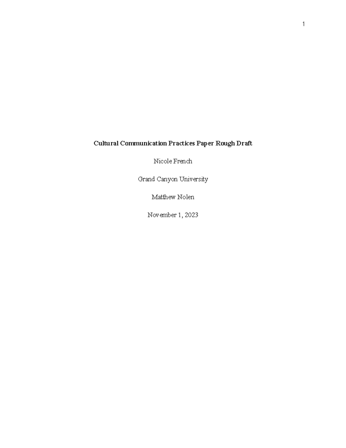 Cultural Communication Practices Rough Draft - Cultural Communication ...