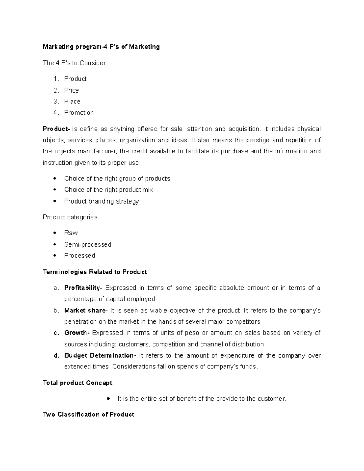 Marketing program-4 P’s of Marketing - It includes physical objects ...