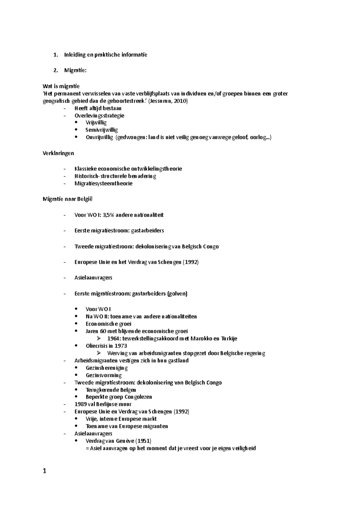 Diversiteit - Slides + notities - 1. Inleiding en praktische informatie 2. Migratie: Wat is ...