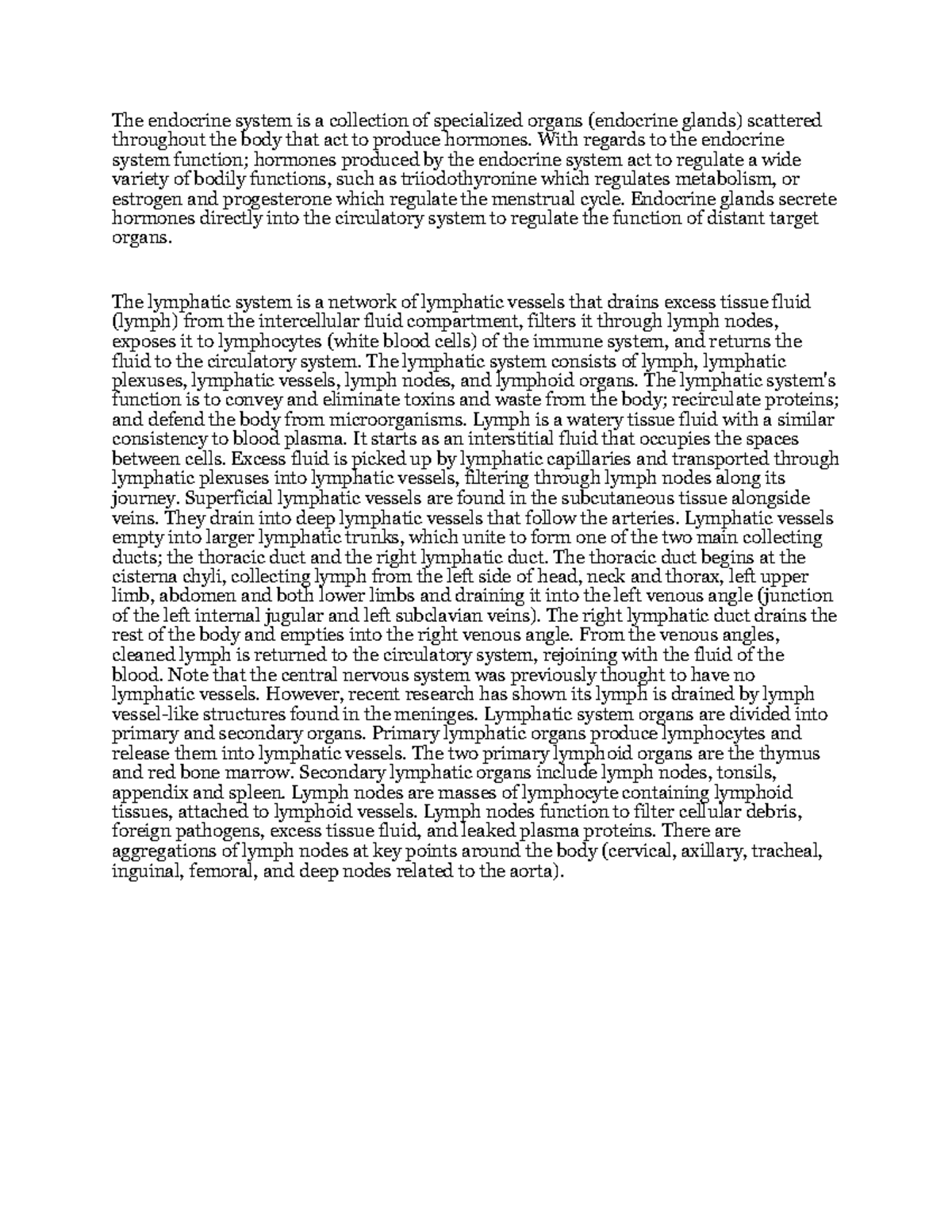 Endocrine system and Lymphatic system - The endocrine system is a ...