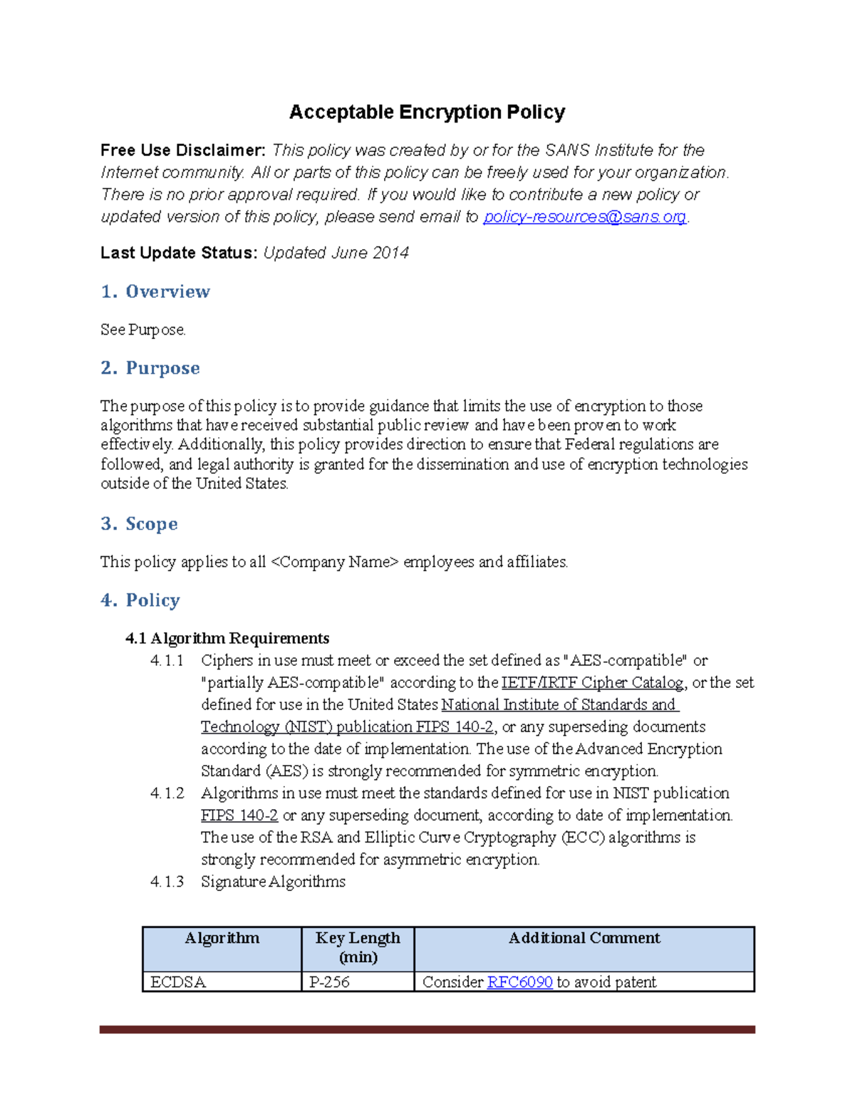 Acceptable encryption policy - Acceptable Encryption Policy Free Use ...