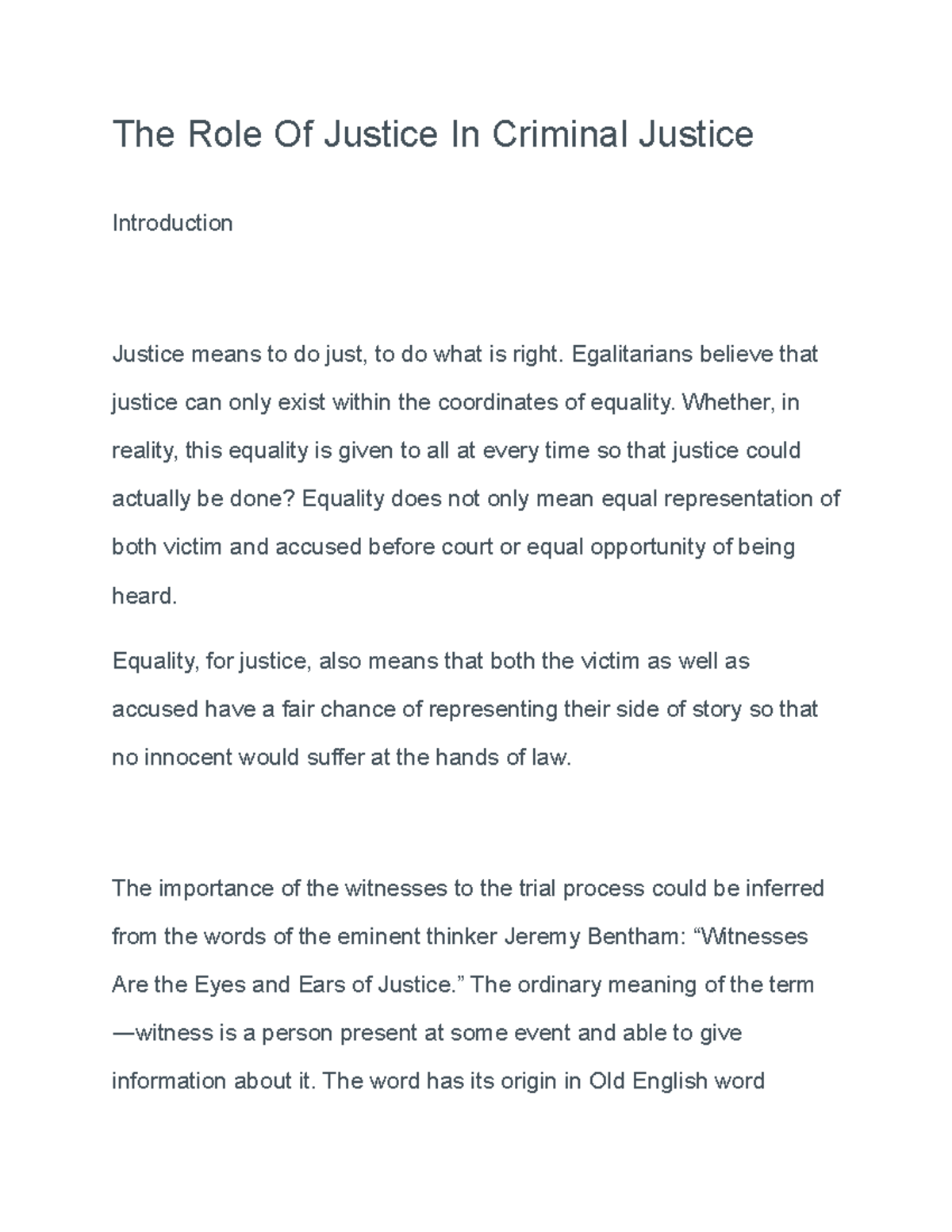 The Role Of Justice In Criminal Justice - The Role Of Justice In ...