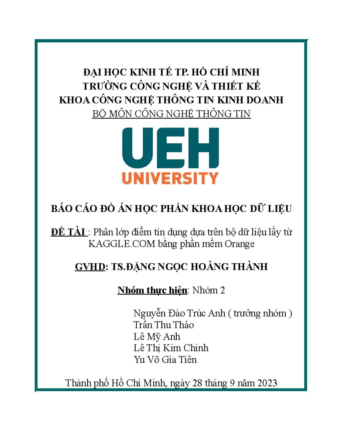 KHDL - khdl - ĐẠI HỌC KINH TẾ TP. HỒ CHÍ MINH TRƯỜNG CÔNG NGHỆ VÀ THIẾT ...