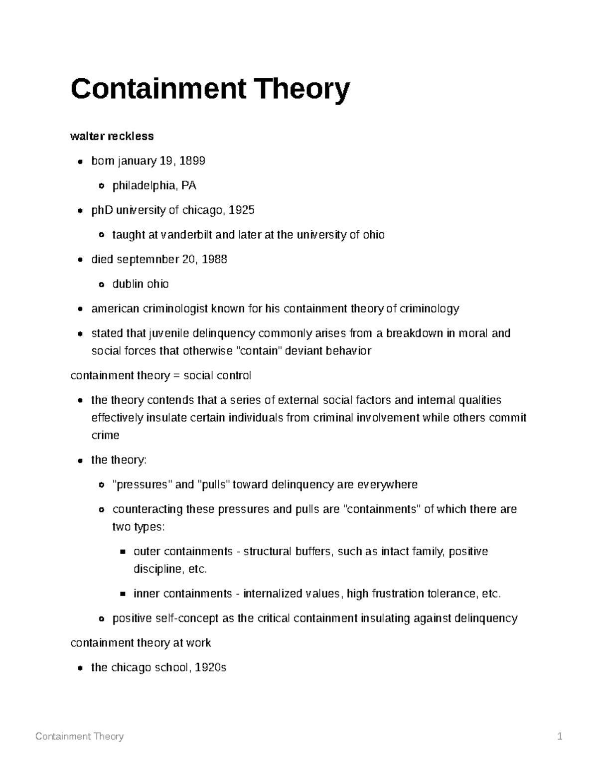Containment Theory - inner containments - internalized values, high ...