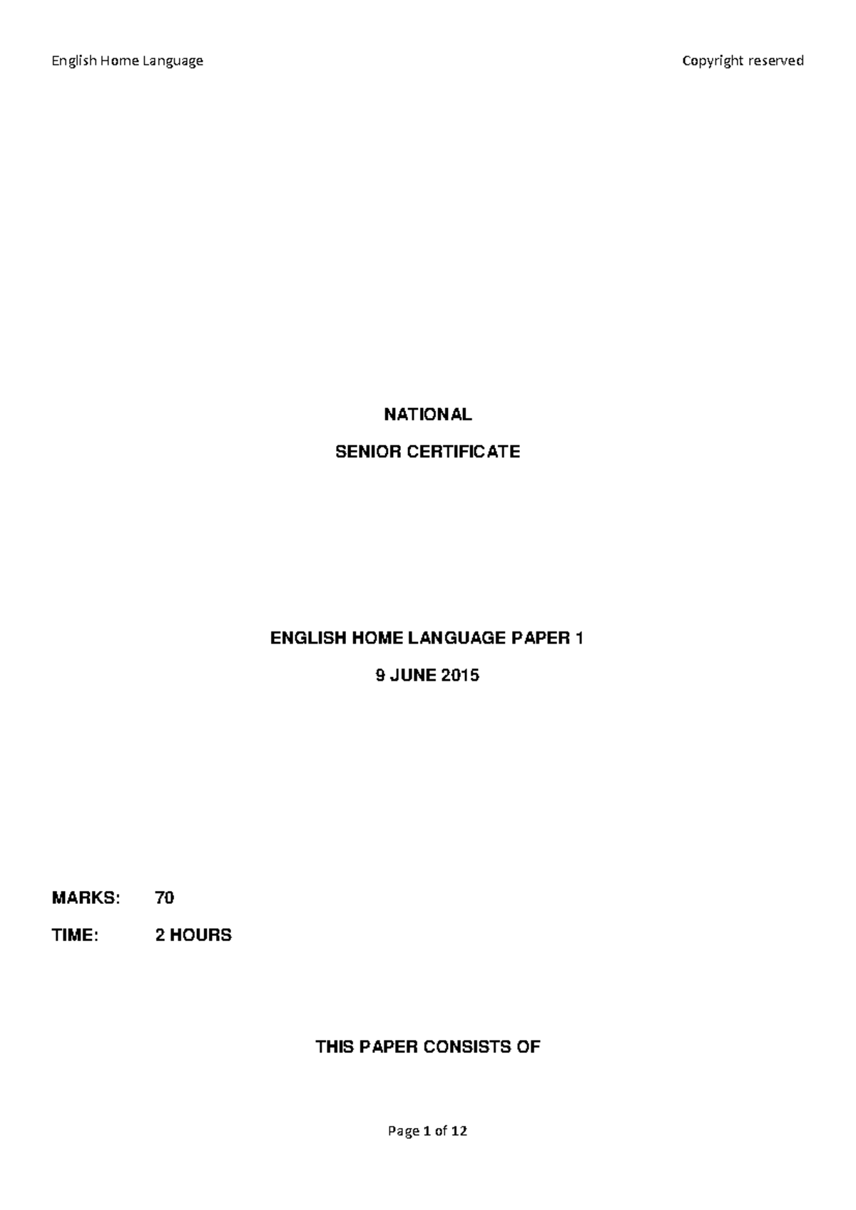 JUNE MID-YEAR Paper 1 - Final - NATIONAL SENIOR CERTIFICATE ENGLISH ...