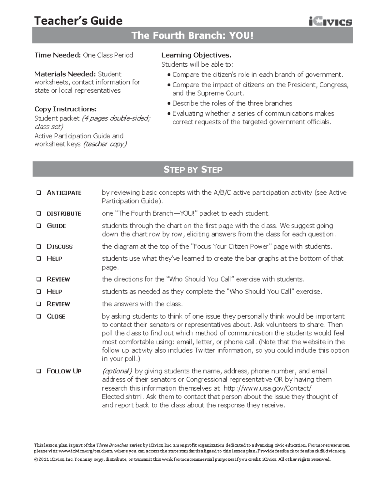 Teacher's Guide - i -Civics - The Fourth Branch: YOU! Learning ...