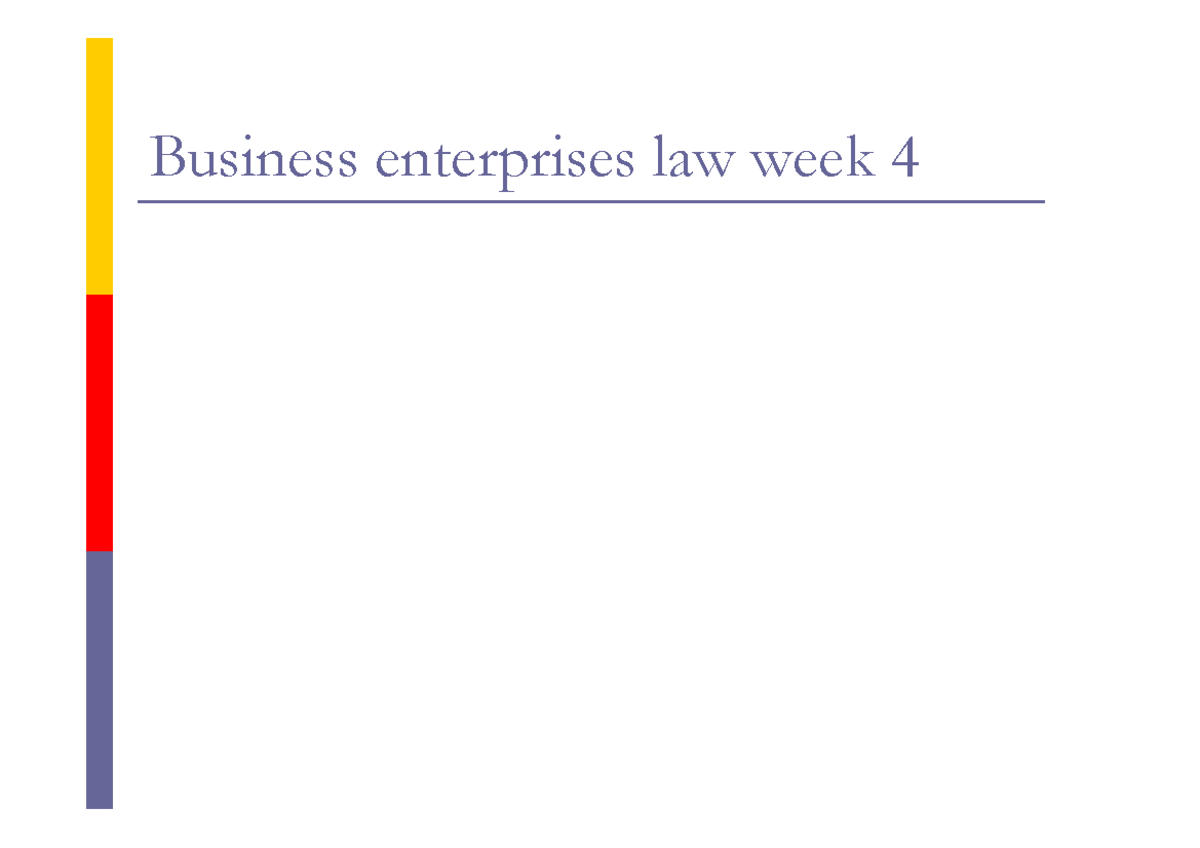 English Week 4 - Introduction to companies - Business enterprises law ...
