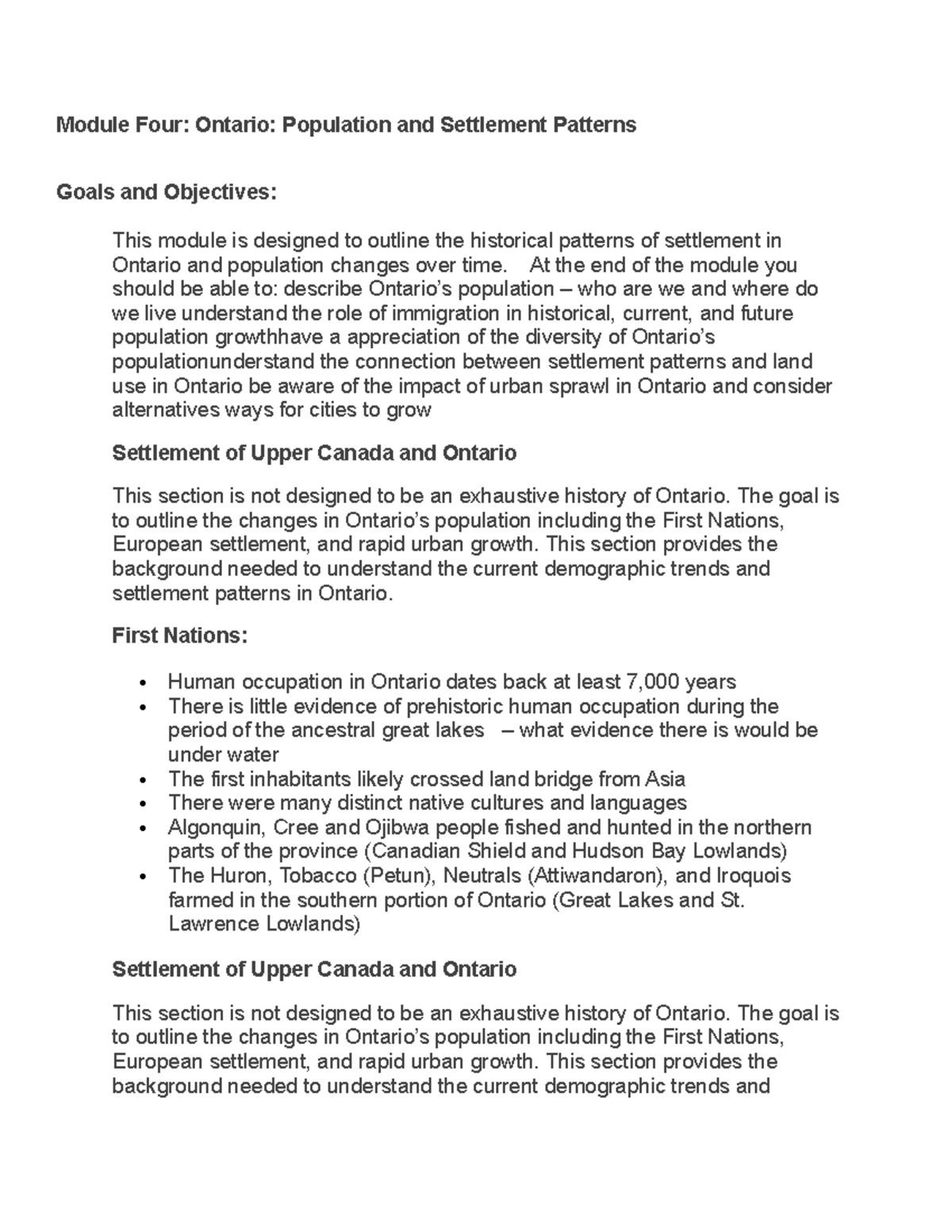 Module Four - Overview - Module Four: Ontario: Population and ...