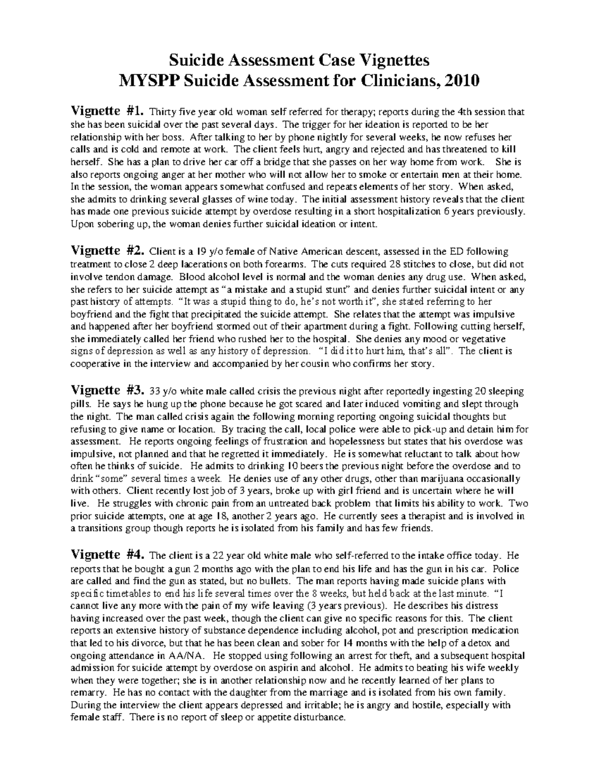 Suicide-assessment-case-vignettes - Suicide Assessment Case Vignettes ...