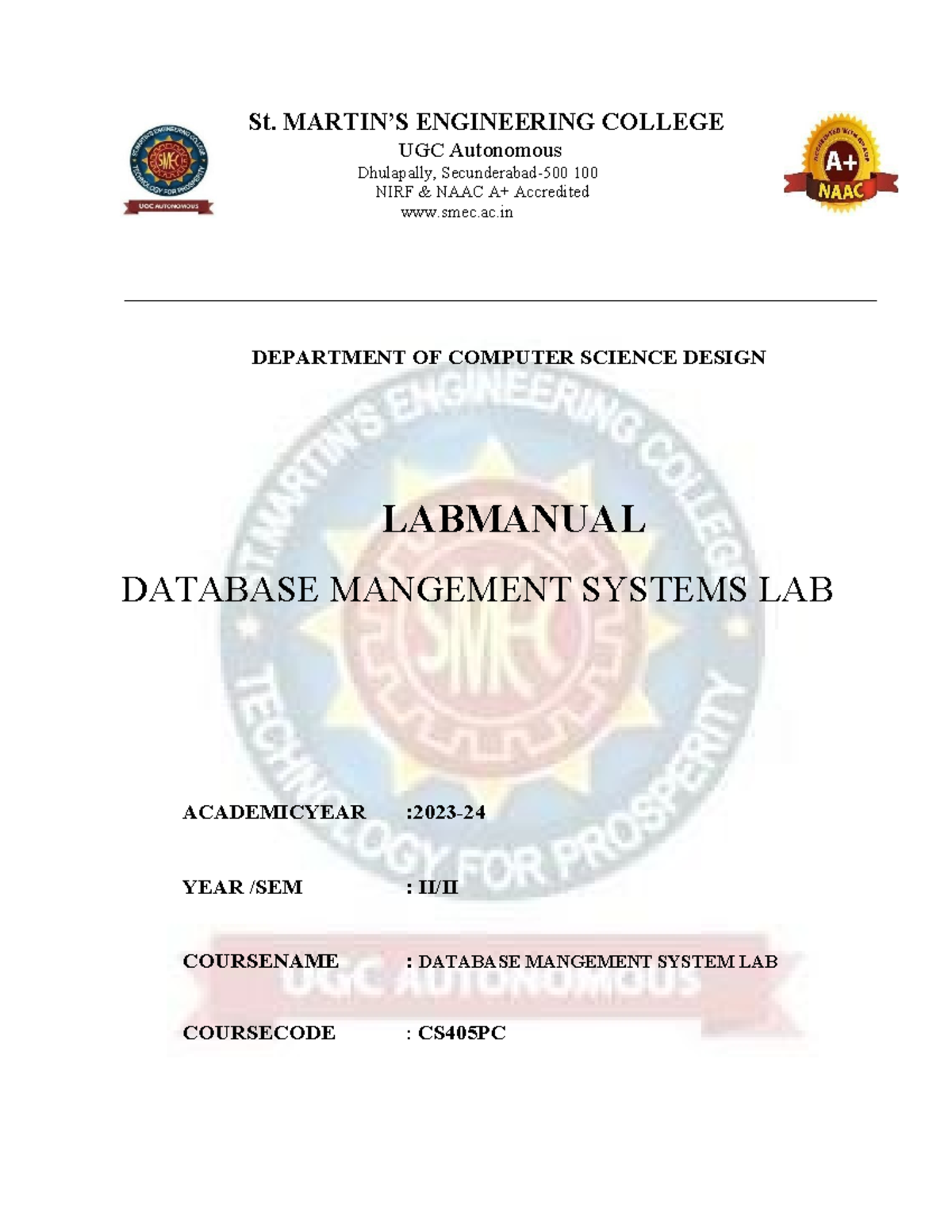 DBMS LAB Manual 2-2 R22 - nofhgsedw/gvfhsedfk ...
