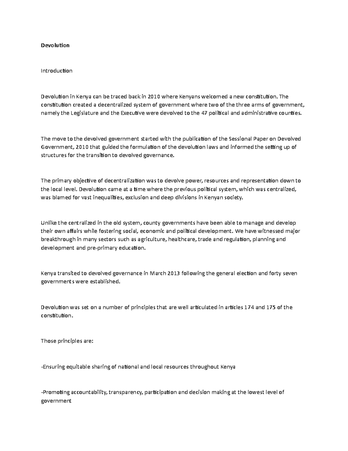 Devolution Idk Theyre My Notes Devolution Introduction Devolution In Kenya Can Be Traced