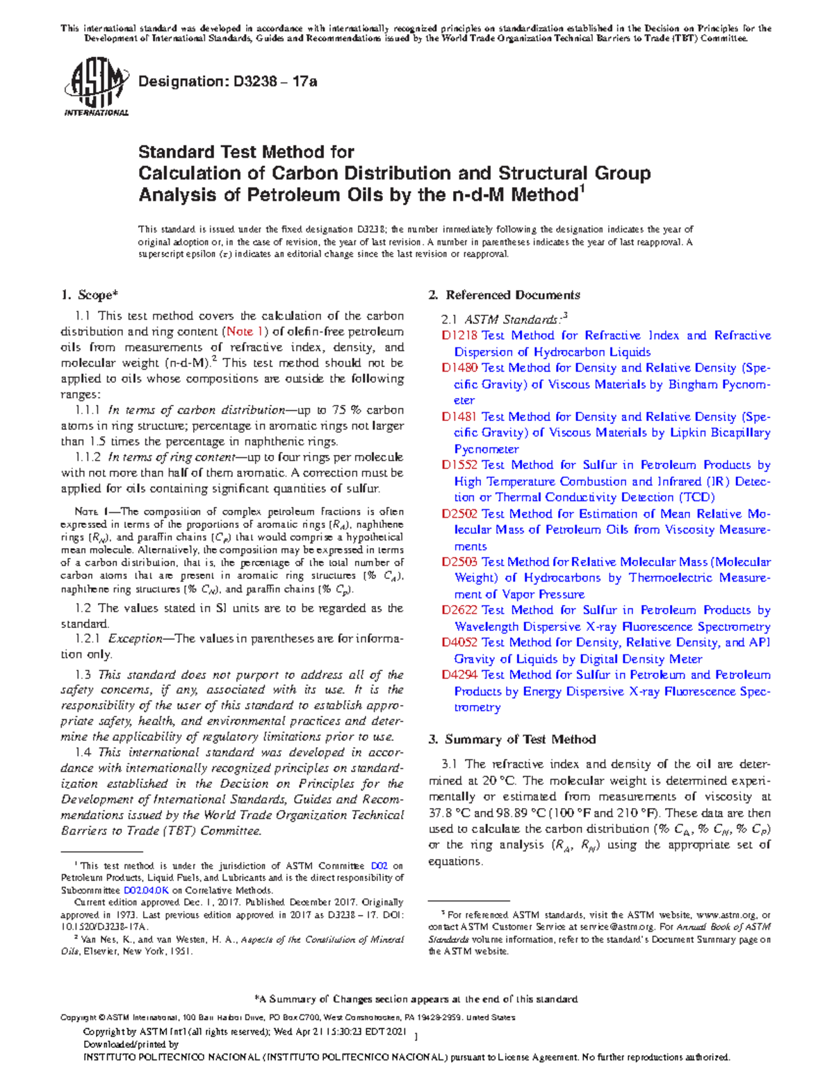 ASTM D3238 - Designation: D3238 − 17a Standard Test Method for ...